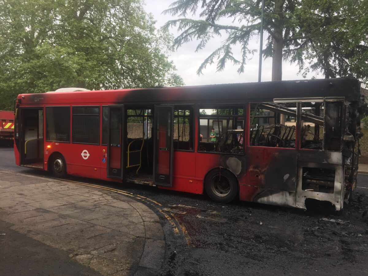 A single decker bus caught on fire in Twickenham today. – Radio Jackie